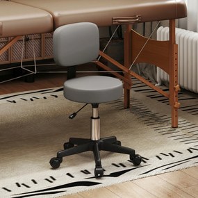 HOMCOM masážní stolička s kolečky, výškově nastavitelná a otočná s ergonomickým opěradlem, šedá