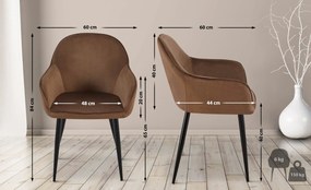 Sada 2 jídelních židlí Boise samet – hnědá