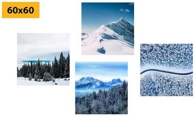 Set obrazů krásy zasněžené přírody Varianta: 4x 60x60