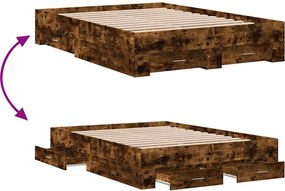 Rám postele se zásuvkami kouřový dub 140 x 190 cm kompozit 3280402