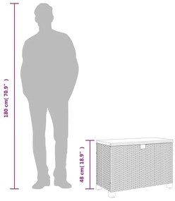 Zahradní úložný box šedý 80x40x48 cm polyratan akáciové dřevo