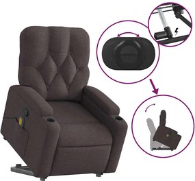 Zvedací masážní polohovací křeslo tmavě hnědé textil 3204727