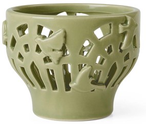 KÄHLER Keramický svícen na čajovou svíčku Orangery Spring Leaf, zelená barva, keramika
