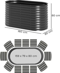 Outsunny vyvýšený záhon z oceli, záhon se studeným rámem zahradní záhon stohovatelný květinový truhlík zásuvný květináč 160x80x80cm zeleninový záhon …