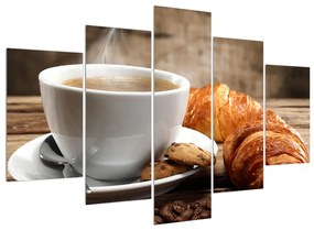 Obraz šálku kávy a croissantu (150x105 cm)
