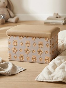 Sinsay - Taburet s úložným prostorem s motivem medvídků - hnědá