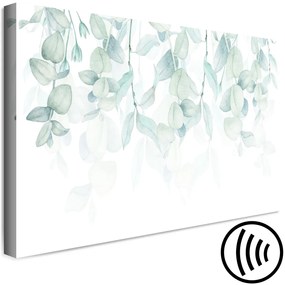 Obraz Pastelová flóra - zelené listy na větvičkách na bílém pozadí