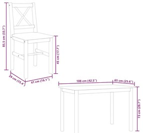 vidaXL Marketos 5dílný jídelní set hnědý a bílý