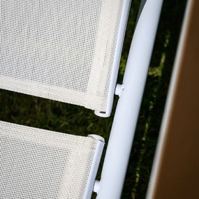 Kondela Zahradní lehátko, bílá ocel/dub, BONTO