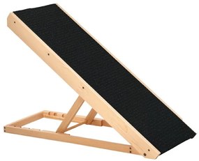 PawHut rampa pro psy nastavitelná rampa pro psy s protiskluzovým kobercem z borovicového dřeva a polyesteru 90x40x61cm pro psy a kočky | Aosom.de