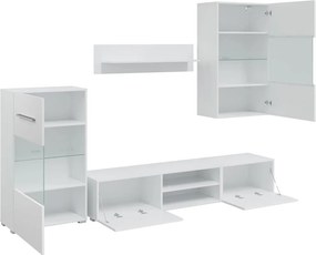 Pětidílná obývací stěna s LED osvětlením bílá 243863