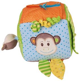 Bigjigs Toys Textilní aktivní kostka opička Cheeky