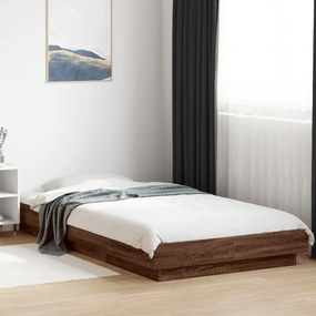 Rám postele s LED osvětlením hnědý dub 90 x 190 cm kompozit 3281153