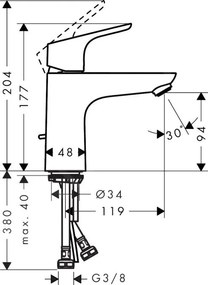 Hansgrohe Focus E2, umyvadlová baterie s výpustí, chromová, 31607000