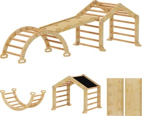AIYAPLAY vnitřní prolézačka 9 v 1, rampa, skluzavka, žebřík, tabule na psaní, pro batolata, dřevo