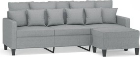 3místná pohovka s podnožkou světle šedá 180 cm textil 3201089