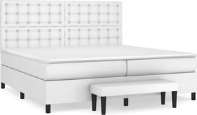 Box spring postel s matrací bílá 200x200 cm umělá kůže 3137684