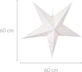 Papírová LED hvězda, vánoční dekorace, 60 cm, bílá