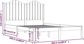 Rám postele černý masivní borovice 200 x 200 cm 3103802