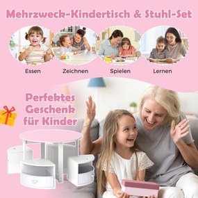 Costway Dětský stůl se 4 židlemi, kulatý 5dílný dětský sedací set