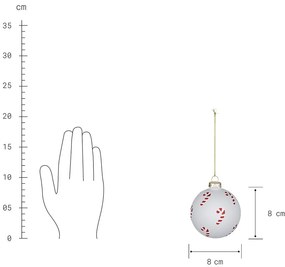 HANG ON Skleněná ozdoba Candy Cane 8 cm - bílá
