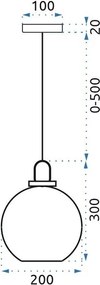 Toolight - Závěsné svítidlo ze skla 1xE27 60W APP442-CP, zlatá, OSW-05633