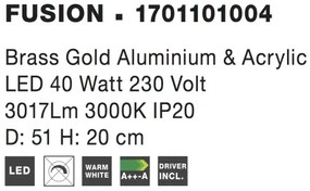 LED stropní svítidlo Fusion 51 zlaté