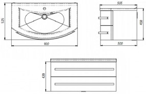 Lavedo Vanessa Indigo Blue 90 koupelnová skříňka s umyvadlem