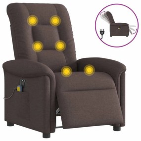 Elektrické masážní polohovací křeslo tmavě hnědé textil 3303249