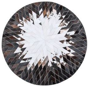 Černo-bílý kožený koberec, ⌀ 140 cm KELES Beliani