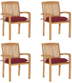 Stohovatelné zahradní židle s poduškami 4 ks masivní teak 3073264