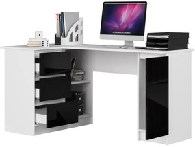 Rohový psací stůl B20 bílý/černý levý