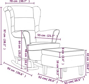 vidaXL Houpací křeslo s dřevěnými nohami a stoličkou samet [3121238] Barva: Žlutá