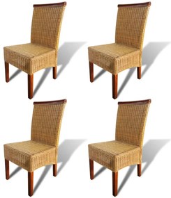 Jídelní židle 4 ks hnědé přírodní ratan - Default Title
