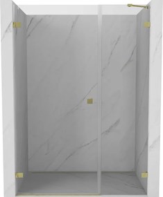 Mexen Lunar-B, Otočné levé sprchové dveře 120 cm, 8mm čiré sklo, zlatý matný profil, 832S-120-050-55-00-L