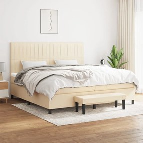 Box spring postel s matrací krémová 200x200 cm textil 3136786