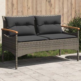 Zahradní Lavice S Poduškami 116 X 62,5 X 74 Cm Šedá Polyratan