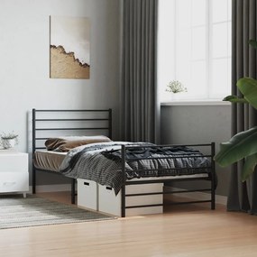 vidaXL Kovový rám postele s hlavovým a nožním čelem 100 x 190 cm [352331] Barva: Černá