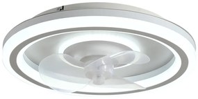 Bílé LED stropní svítidlo na dálkové ovládání/s ventilátorem Alan – SULION