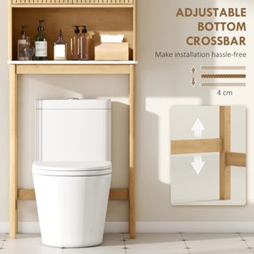 HOMCOM WC nástavec na toaletu s dvoudveřovou skříňkou a policemi 66 x 25 x 168 cm, dub