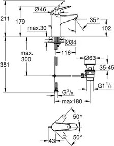 Grohe Swift - Umyvadlová baterie s výpustí chrom
