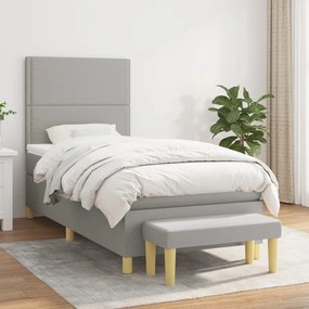 Box spring postel s matrací světle šedá 90x190 cm textil