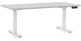 Výškově nastavitelný stůl OfficeTech D, 160 x 80 cm, bílá podnož, světle šedá