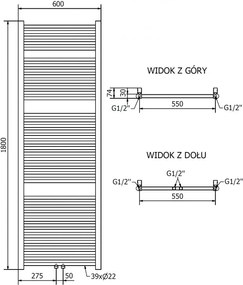 Mexen Mars, topné těleso 1800x600 mm, 752 W, zlatá lesklá, W110-1800-600-00-50