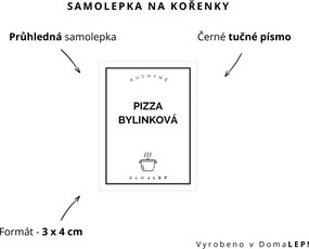 PIZZA BYLINKOVÁ - Samolepka na kořenky 3 x 4 cm - DomaLEP varianta: BÍLÁ - základní písmo