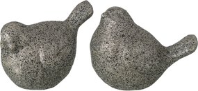 Sada 2 stříbrných keramických ptáčků s glitry Bird Glitter – 13*9*10,5 cm