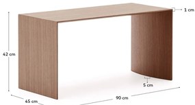 Konferenční stolek v tmavě přírodní barvě v dekoru ořechu 45x90 cm Litto – Kave Home