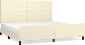 Rám postele s čelem krémový 200x200 cm umělá kůže 3125471