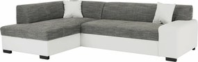 Tempo Kondela Rohová sedací souprava MINERVA, rozkládací s úložným prostorem, levá, bílá/šedý melír