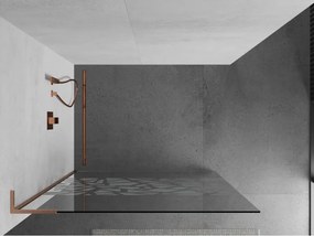 Mexen Kioto L, sprchová zástěna Walk-In 80 x 200 cm, 8mm čiré sklo bílý vzor, ​​měděný matný profil, 800-080-103-65-85